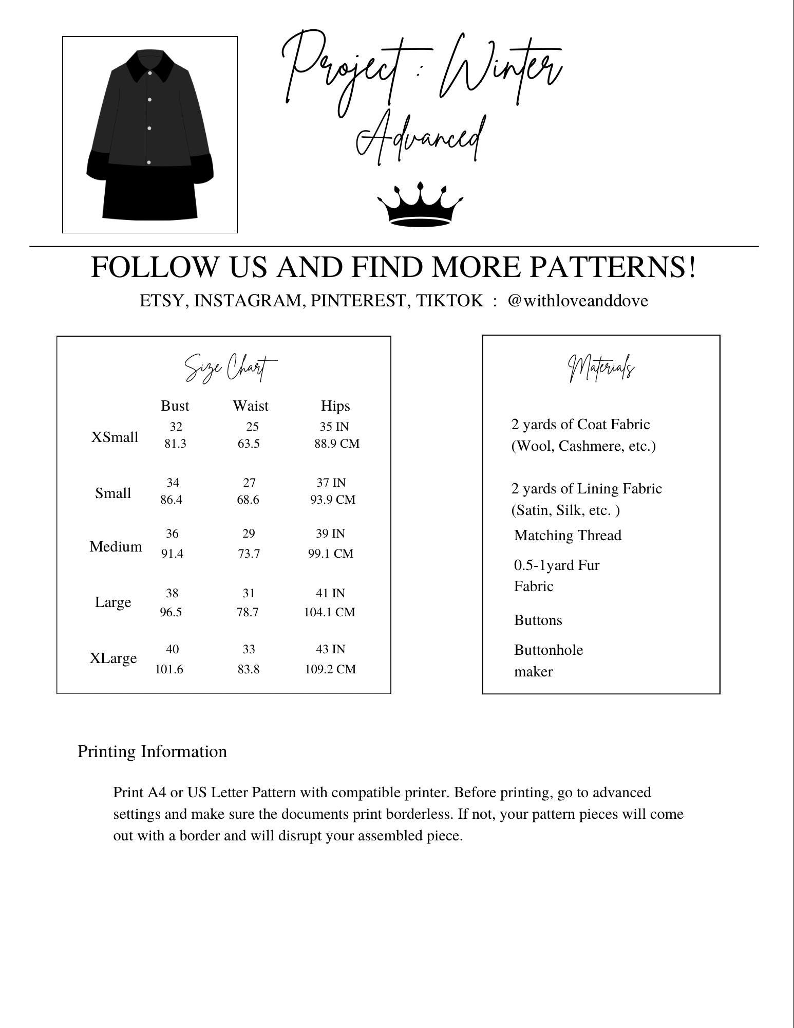 Winter Coat PDF Sewing Pattern | Elegant Winter Coat Sewing Pattern ...