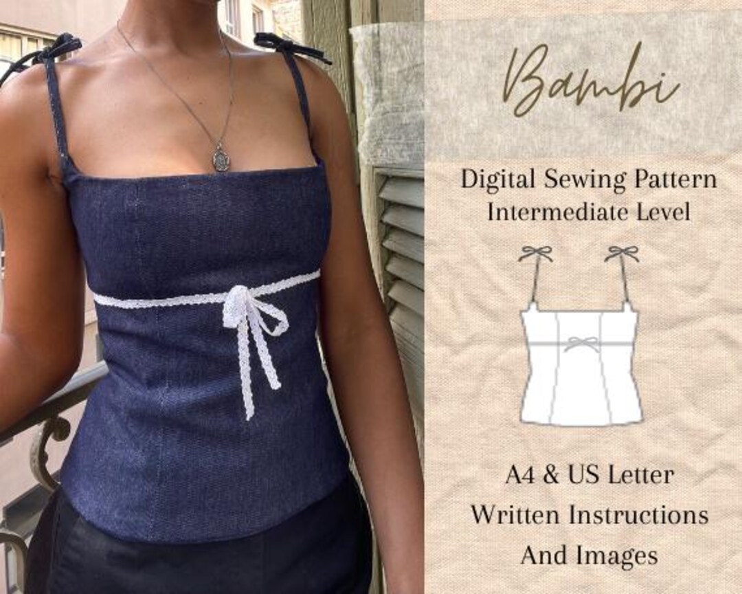 Bambi Tank Top PDF Sewing Pattern | Coquette Tank/cami Sewing Pattern ...