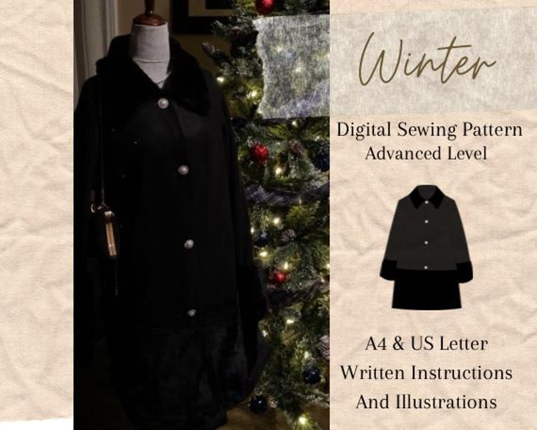 Winter Coat PDF Sewing Pattern | Elegant Winter Coat Sewing Pattern ...