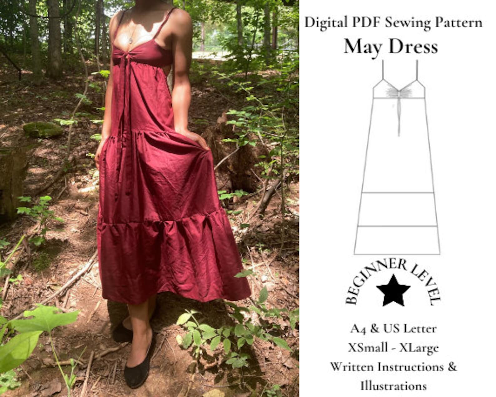May Dress PDF Sewing Pattern Instant Download Xsmall-xlarge A4 & US ...