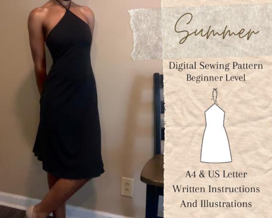 Summer Halter Dress Sewing Pattern: Beginner Friendly (PDF Download ...