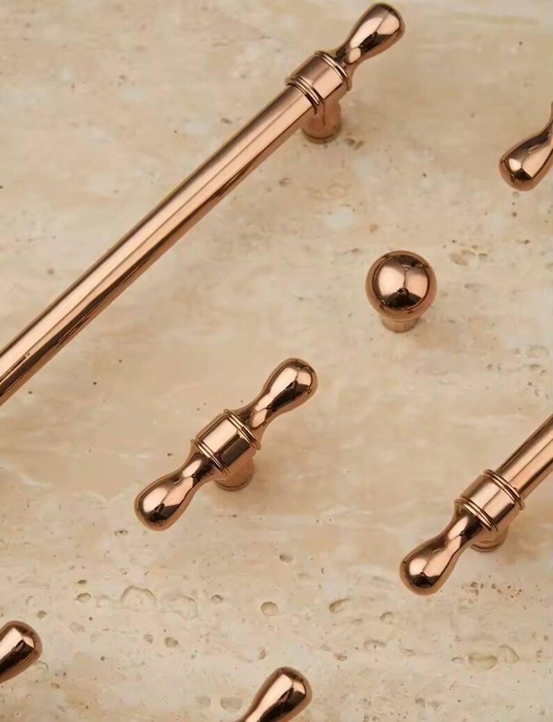 Modern Rose Gold Cabinet Handles Kitchen Knob Pull Wardrobe Furniture ...