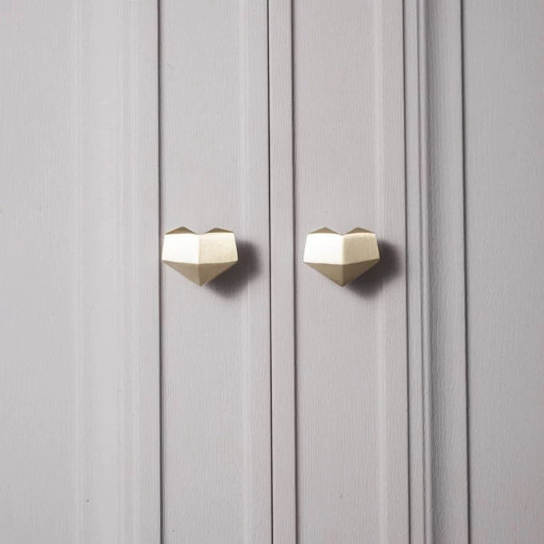 Heart Shape Gold Dresser Knobs, Cabinet Door Knob Heart Shape, Heart ...