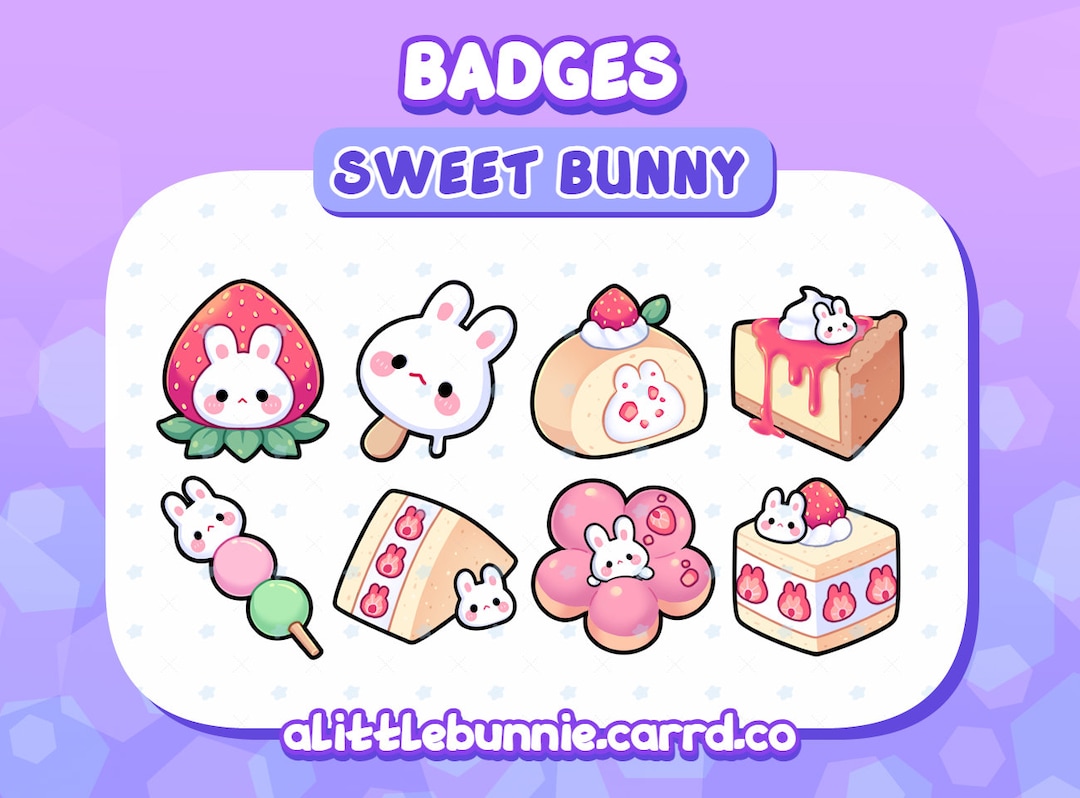 Sweet Strawberry Bunny Dessert Badges - Etsy