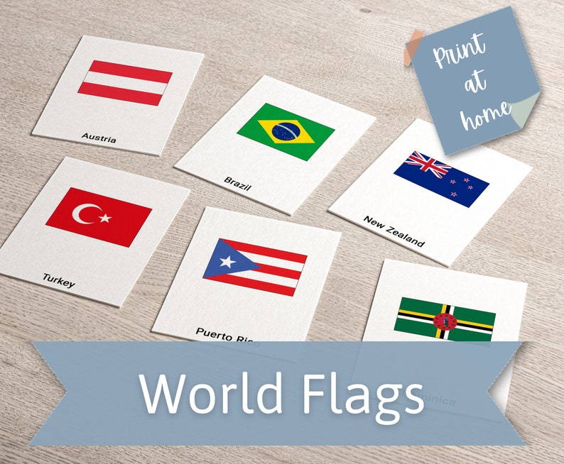 World FLAGS 220 Montessori Cards World Flags Flash Cards Countries of ...