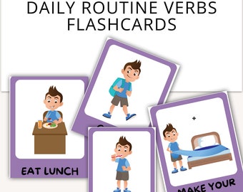 Printable Daily Routine Verbs Flashcards Kid (Instant Download) - Etsy ...
