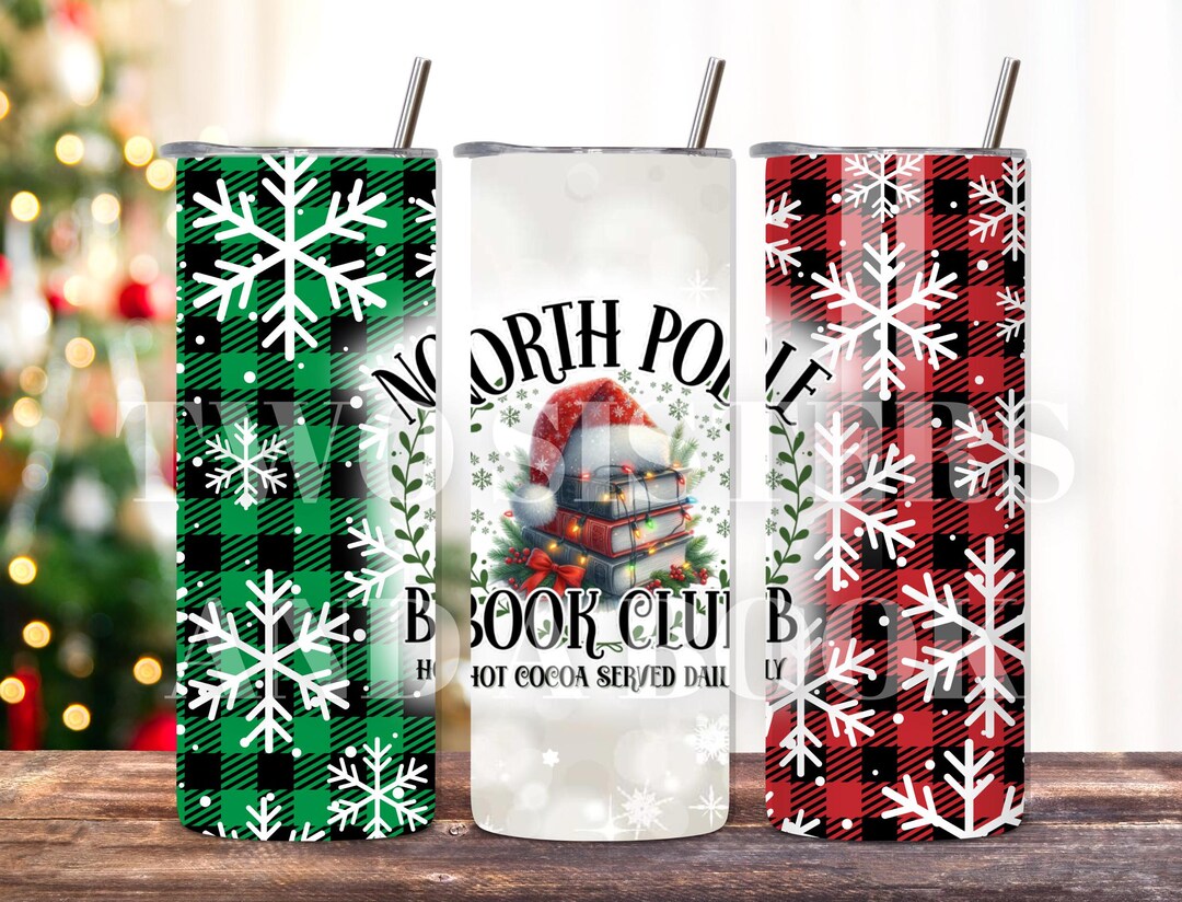 North Pole Book Club Christmas 20 Oz Skinny Tumbler Gift for Book ...