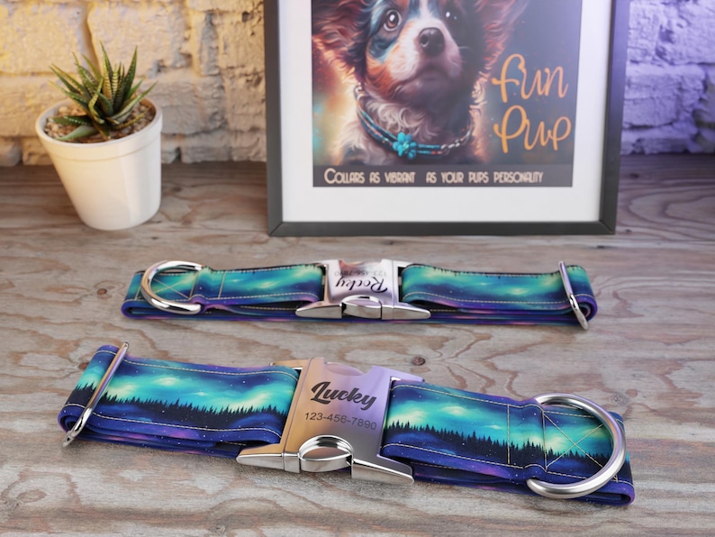 Northern Lights Dog Collar, Regular/martingale, Handmade, Wide 1, 1.5 ...