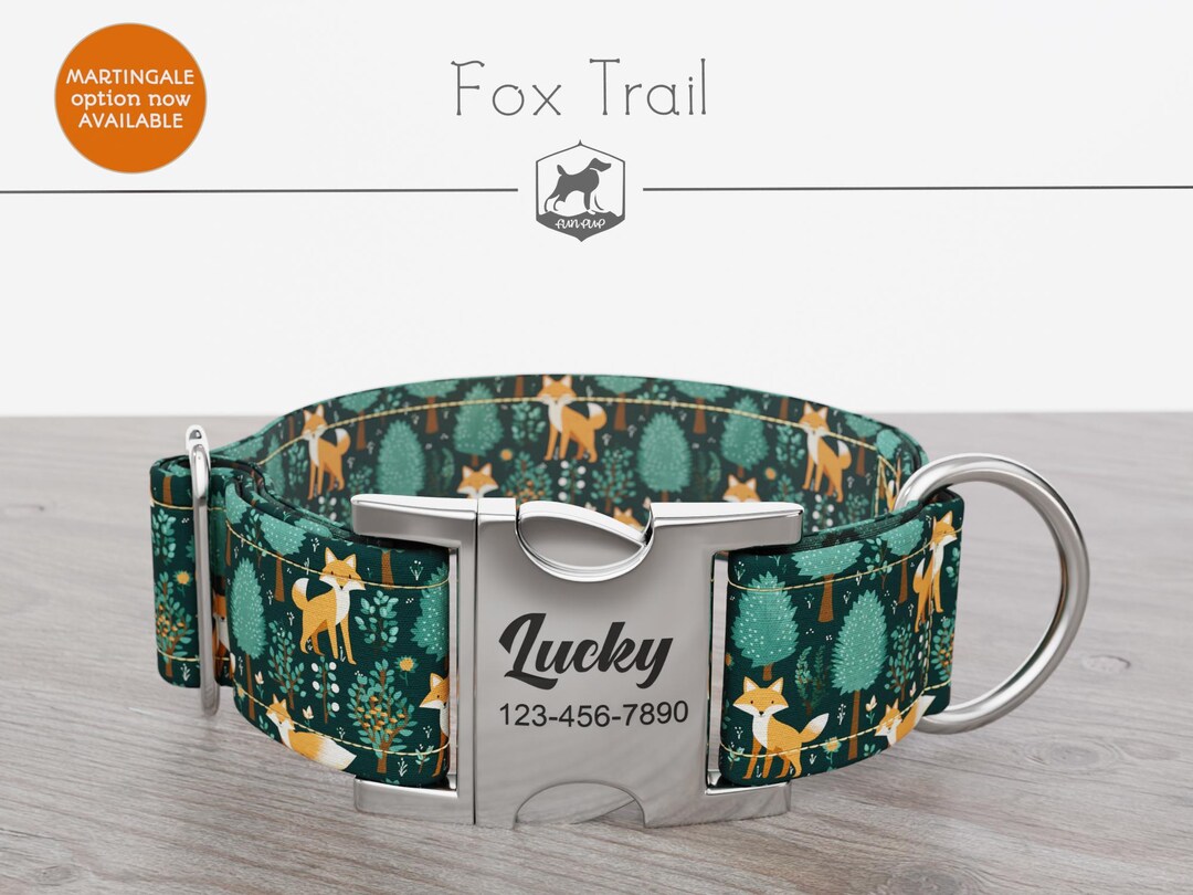 Fox Dog Collar, Regular/martingale, Handmade, Wide 1, 1.5, 2 Inch, Fox ...