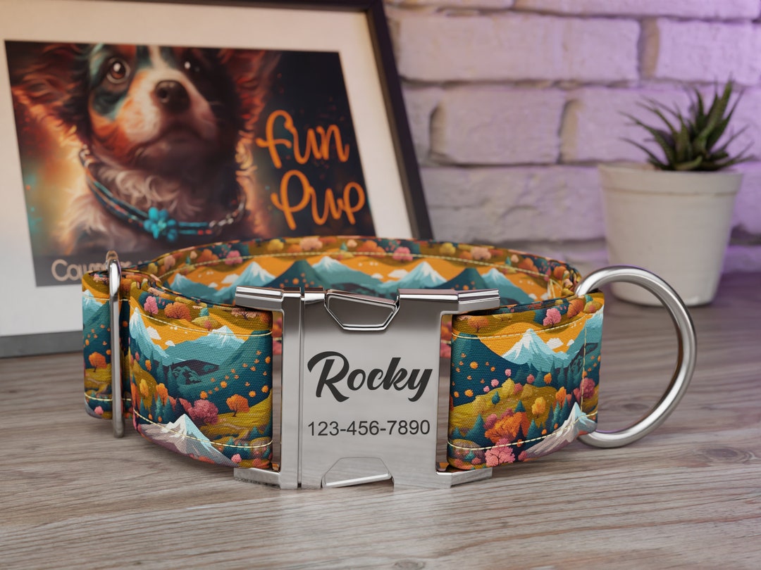 Personalized Wide Dog Collar 1, 1.5, 2 Inch, Autumn, Landscape ...