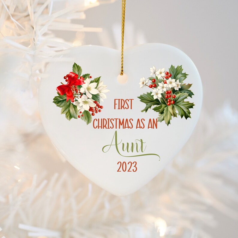 Ceramic Christmas Ornament , 4 Shapes, First Christmas as an Aunt ...
