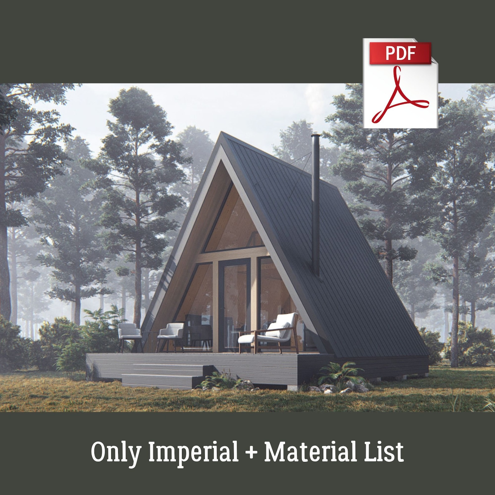 A-frame Cabin Plans: 260 SF Tiny House With Bedroom (PDF) - Etsy