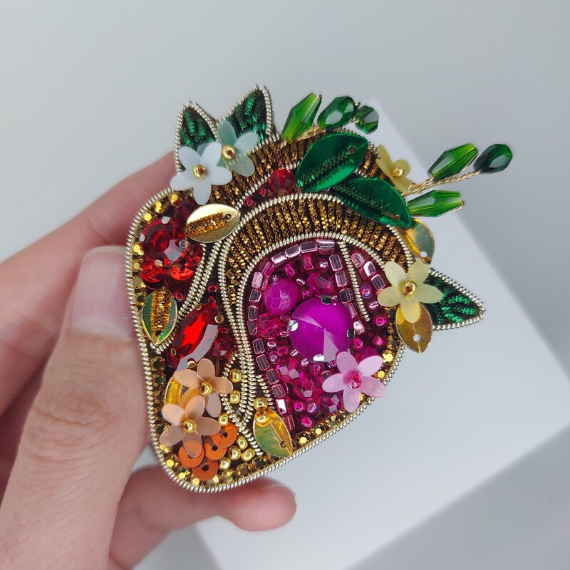 Beaded Brooch - Etsy