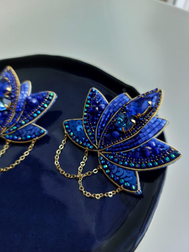 Lapel Pin Embroidery Brooch Lotus. Bead Custom Pin Personalized ...