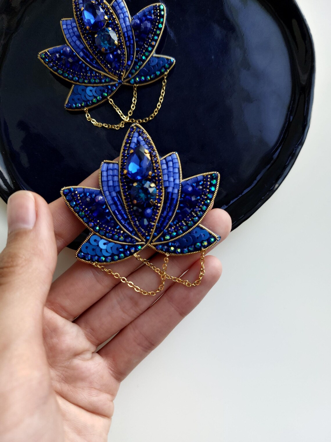 Lapel Pin Embroidery Brooch Lotus. Bead Custom Pin Personalized ...