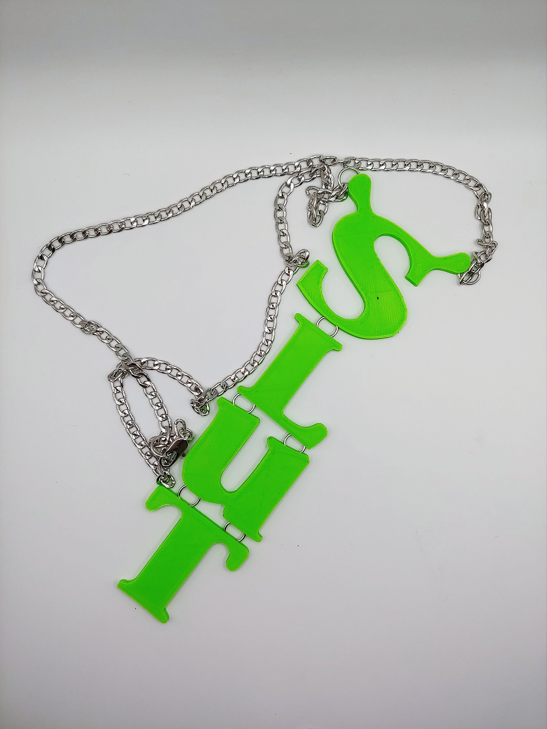 Shrek Rave slut Curb Chain Necklace Rhodium Plated 3D Printed Necklace ...