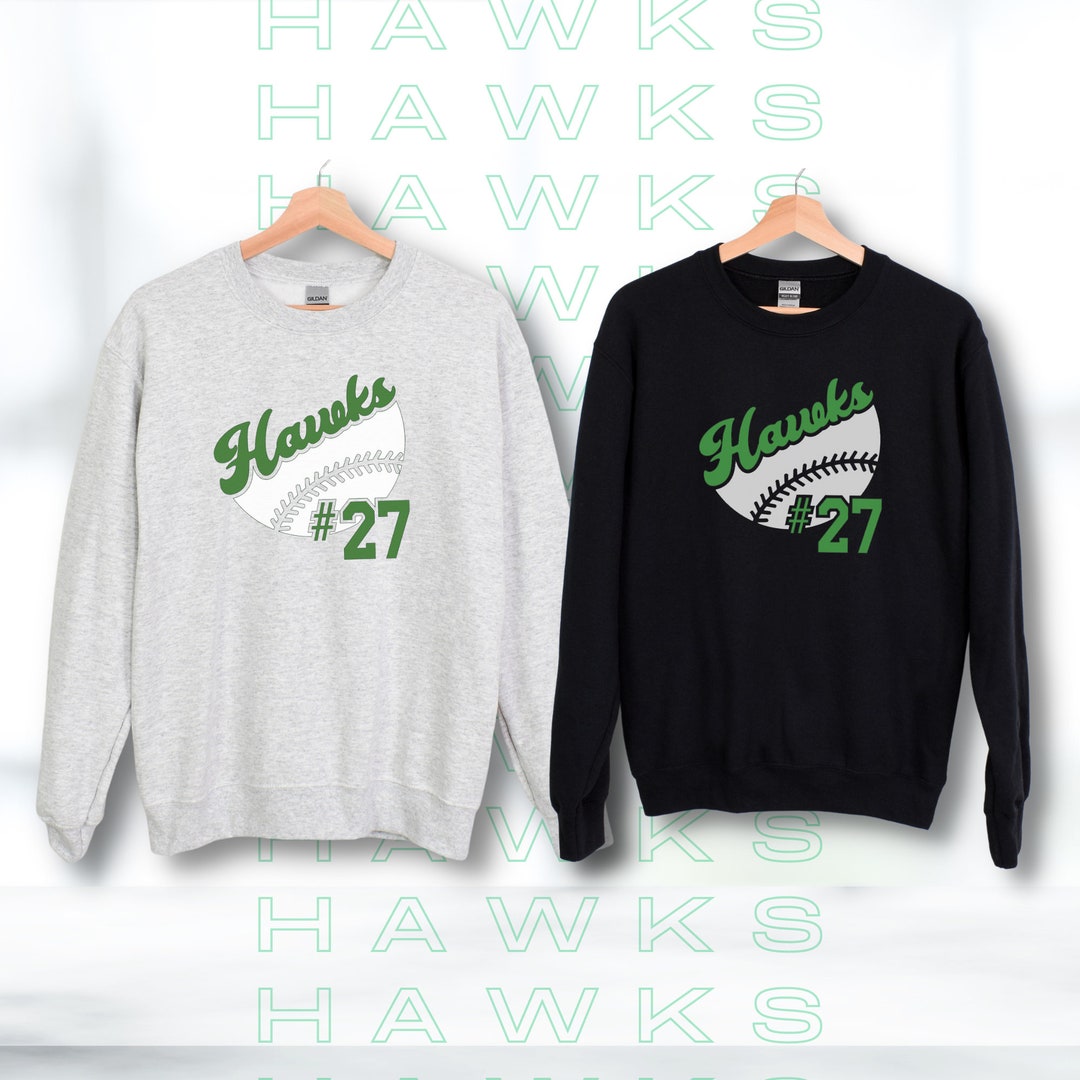 Hawks Baseball Custom Number, Hawks Baseball Sweatshirt, Hawks Custom ...