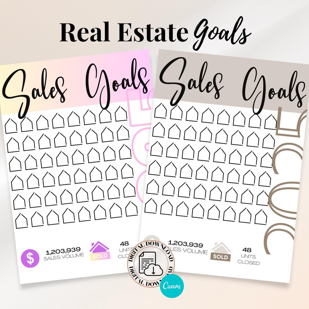 Goal Chart|real Estate House Goal Chart|real Estate Goal Sheet|realtor ...