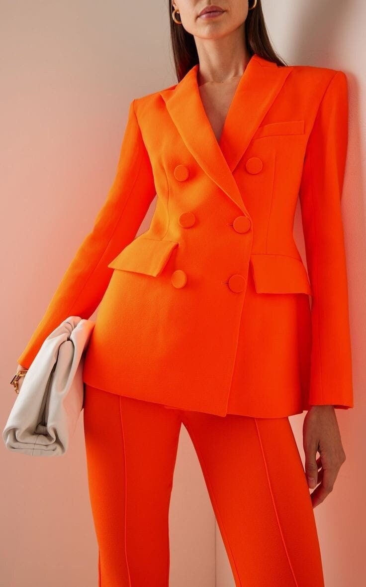 Women Orange Suits For Womenthree Piece Suittopwomens Etsy