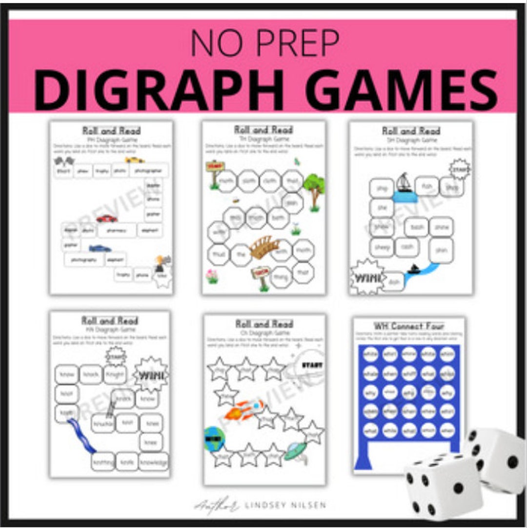 Digraph Games NO PREP Roll and Read Phonics Practice - Etsy
