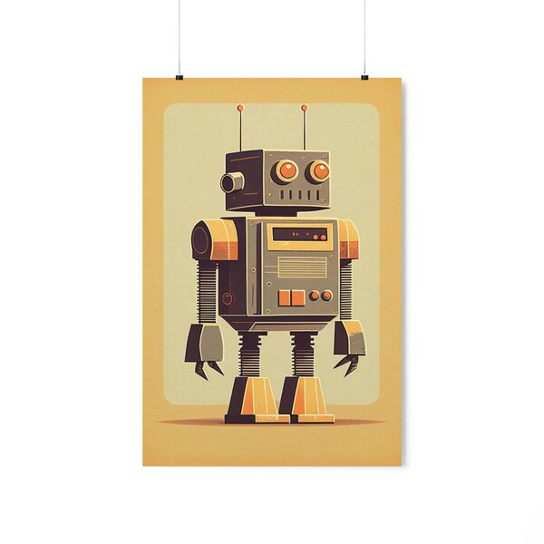 Retro Robot Poster - Etsy