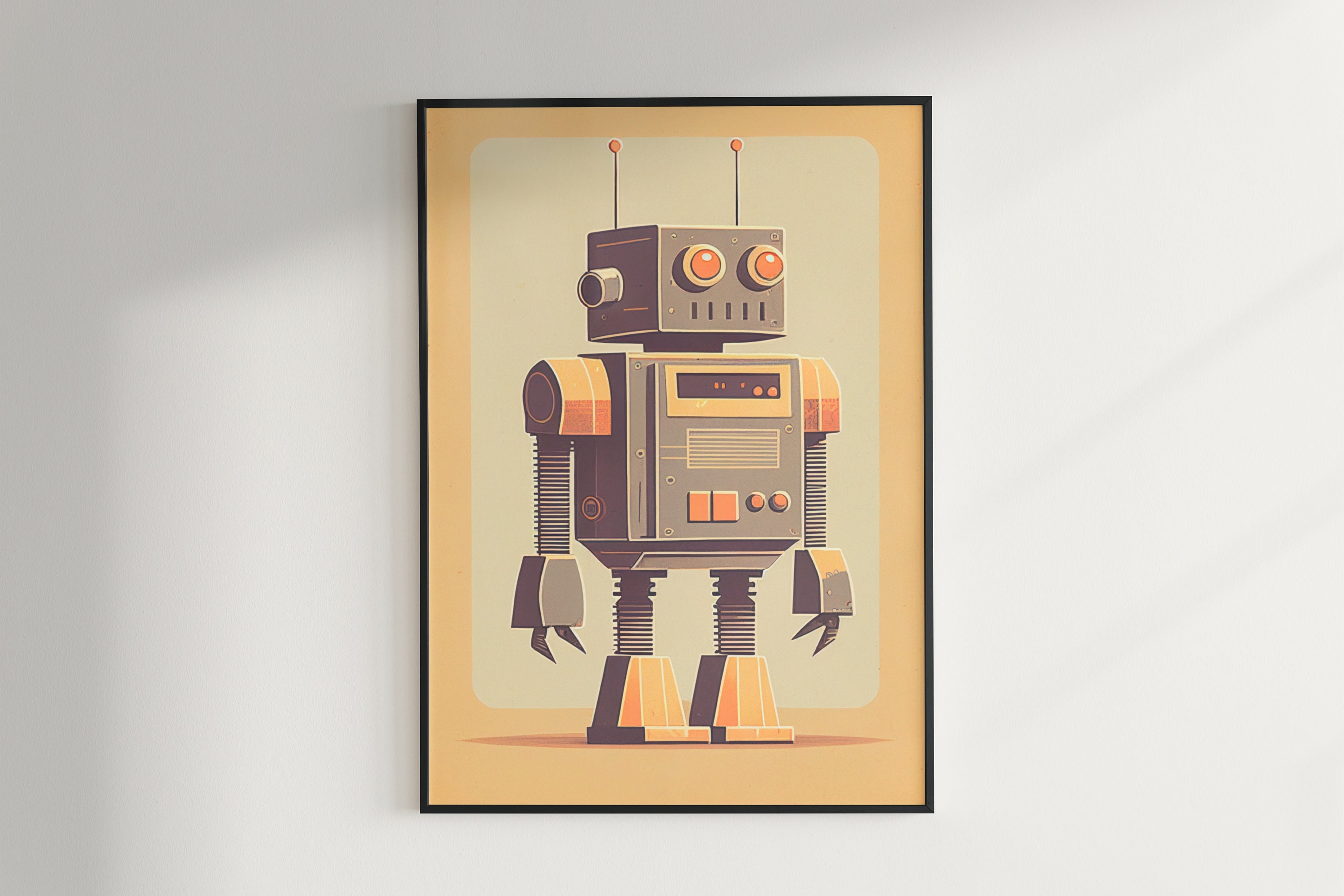 Retro Robot Poster, Digital Wall Art, Instant Download Art - Etsy