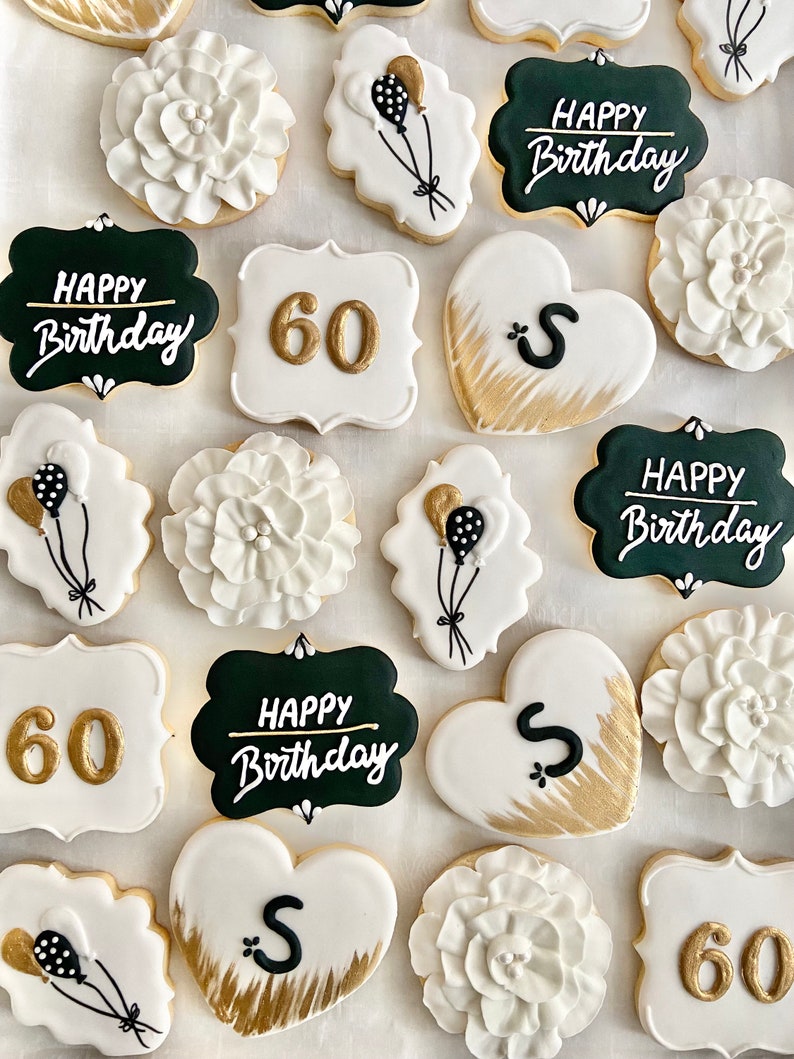 60th Birthday Cookies/ 50th Birthday Cookies/ Birthday Cookies/ Custom ...