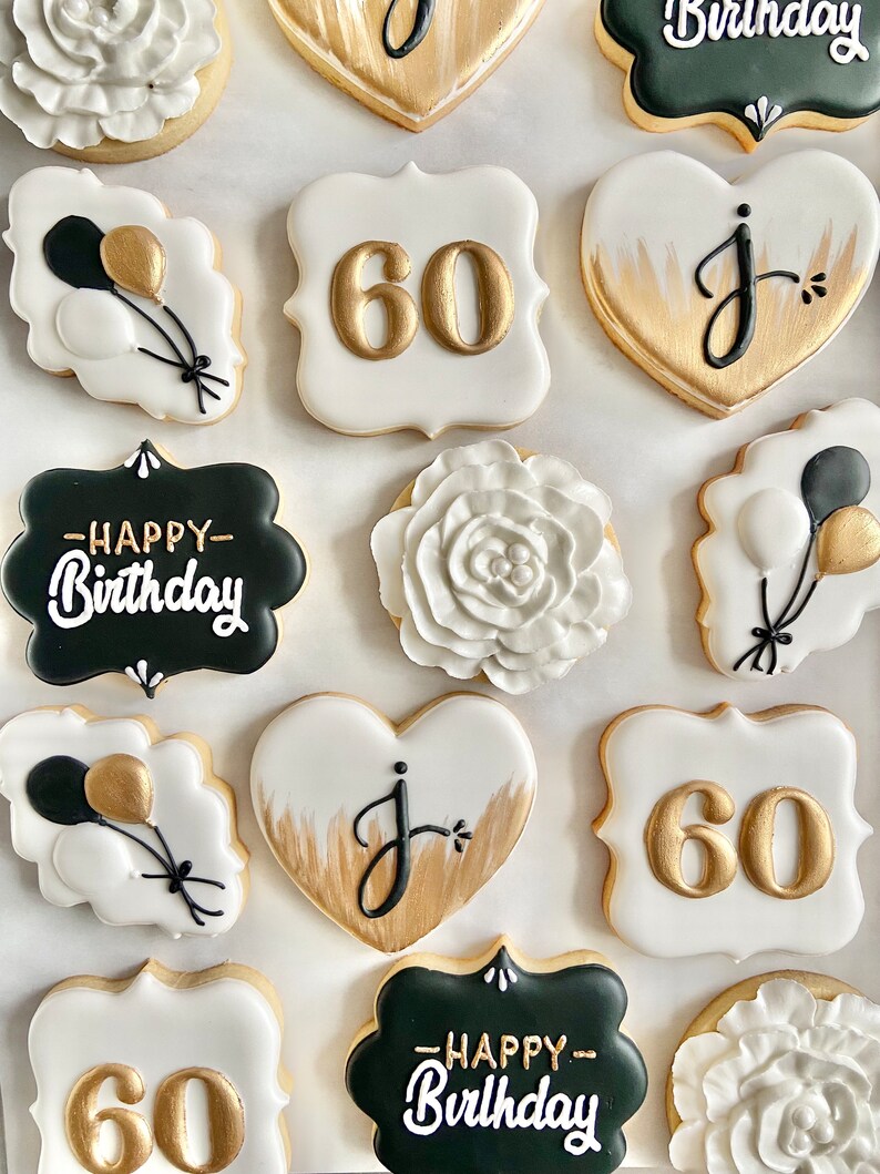 60th Birthday Cookies/ 50th Birthday Cookies/ Birthday Cookies/ Custom ...