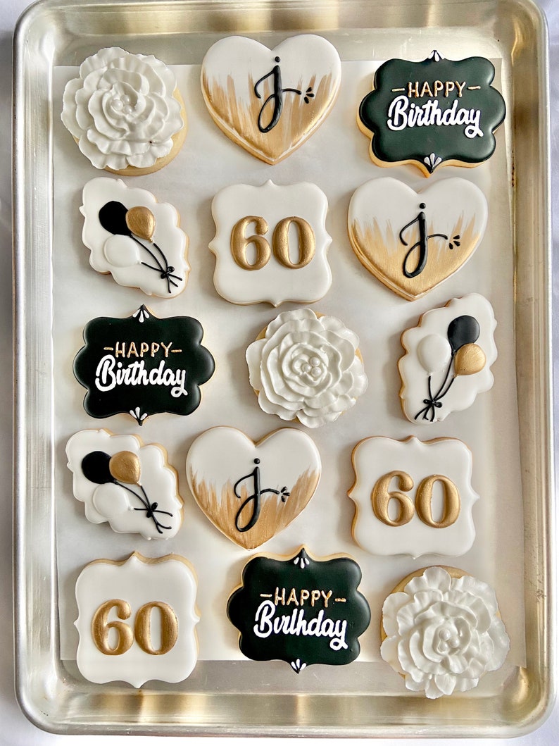 60th Birthday Cookies/ 50th Birthday Cookies/ Birthday Cookies/ Custom ...