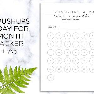 1 Month Push up Challenge Tracker Sheet Customisable Pushups a Day ...