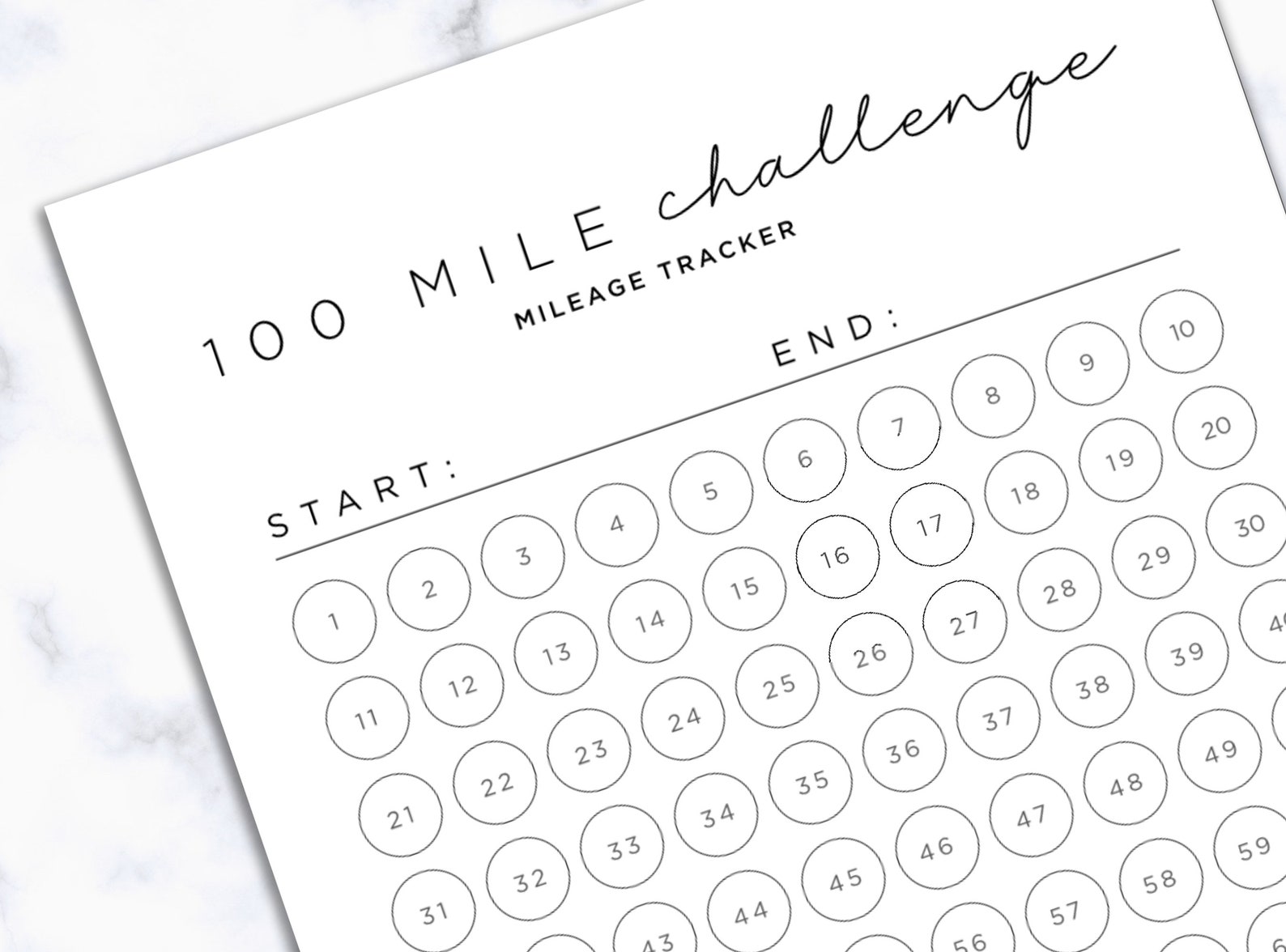 Printable Walking or Running Challenge 100 Mile Tracker Mileage Log ...