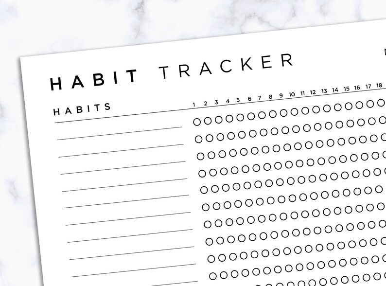 Monthly Habit Tracker Printable Checklist Daily Task Routine Calendar ...