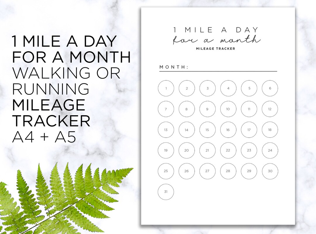 1 Mile a Day for a Month Printable Walking or Running - Etsy