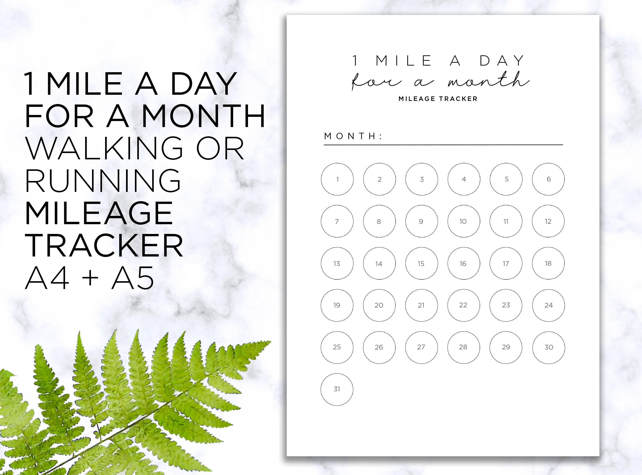 1 Mile a Day for a Month Printable Walking or Running - Etsy