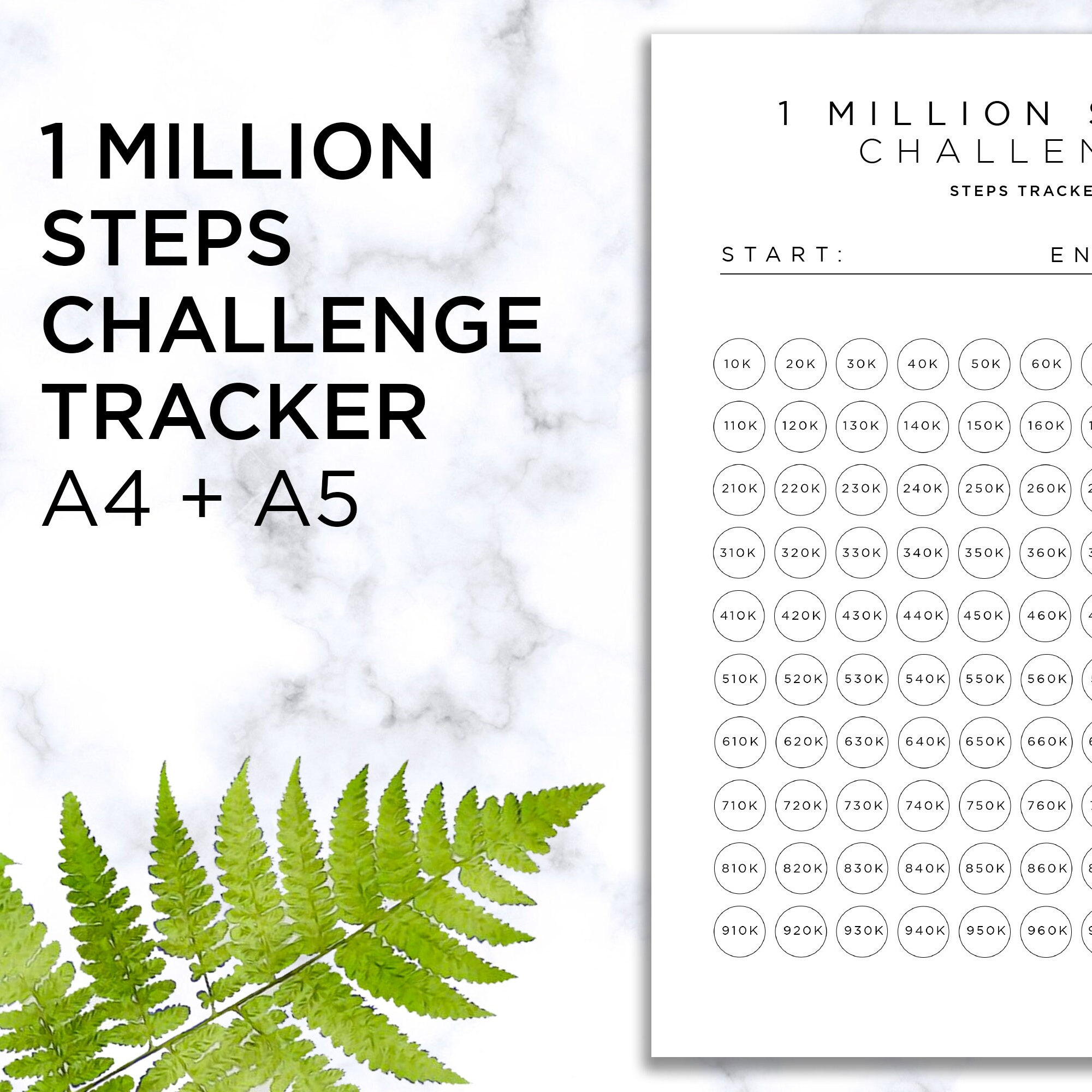 Printable Steps Challenge 1 Million Steps Tracker Walking or Running ...