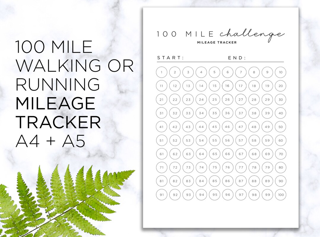 Printable Walking or Running Challenge 100 Mile Tracker - Etsy