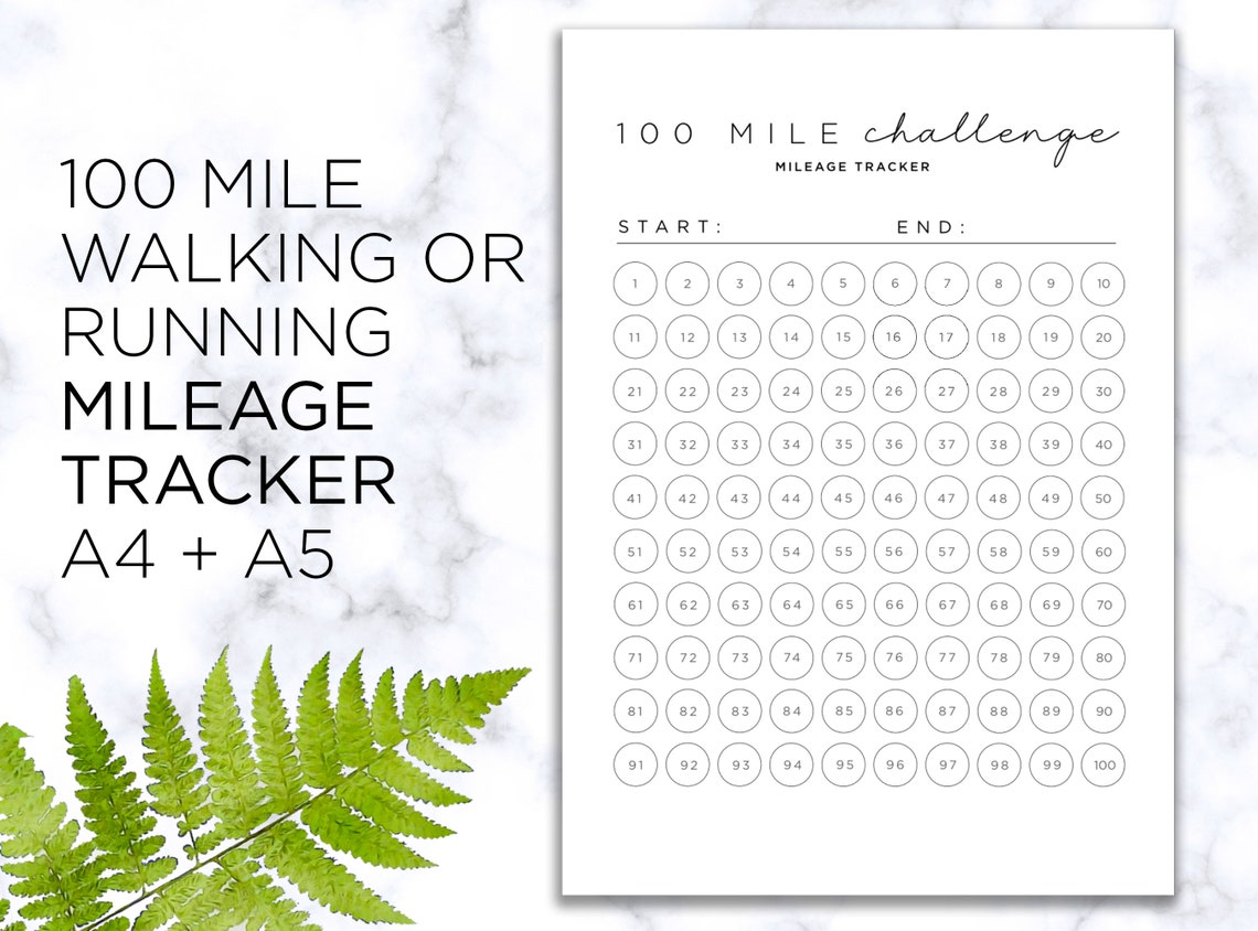 Printable Walking or Running Challenge 100 Mile Tracker - Etsy