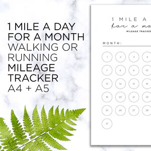 1 Mile a Day for a Month Printable Walking or Running Challenge Mileage ...