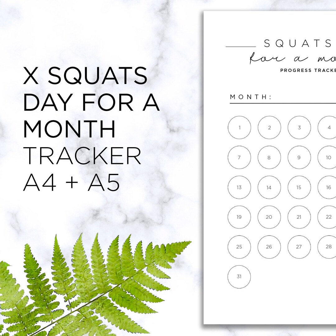 1 Month Squat Challenge Tracker Sheet Customisable Squats a Day Chart ...