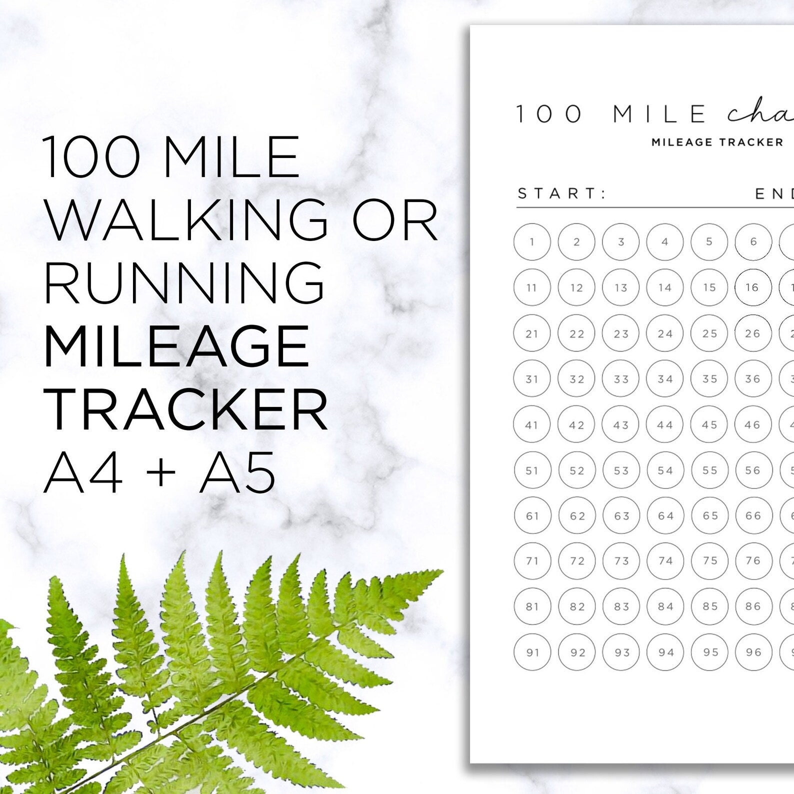Printable Walking or Running Challenge 100 Mile Tracker Mileage Log ...
