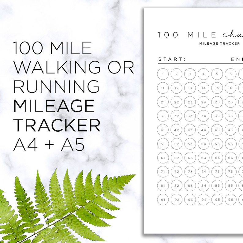 Printable Walking or Running Challenge 100 Mile Tracker Mileage Log ...