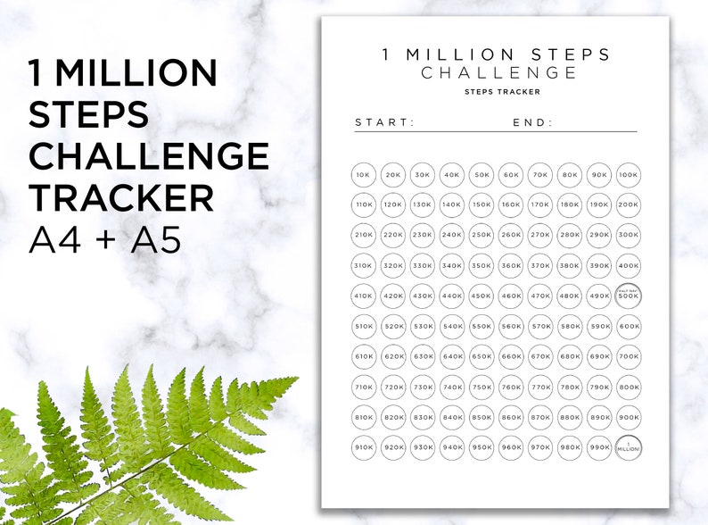 Printable Steps Challenge 1 Million Steps Tracker Walking or - Etsy