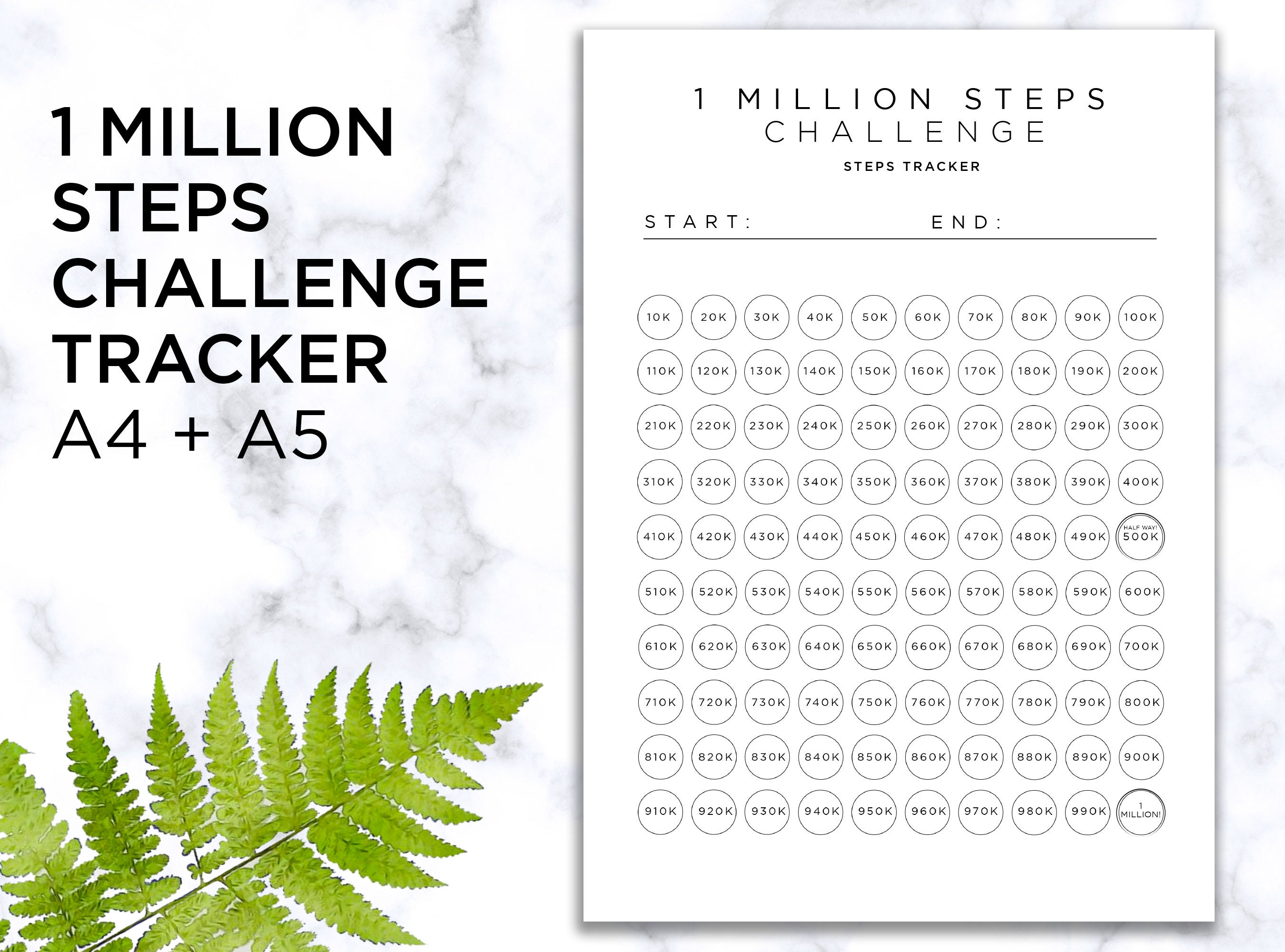 Printable Steps Challenge 1 Million Steps Tracker Walking or - Etsy ...