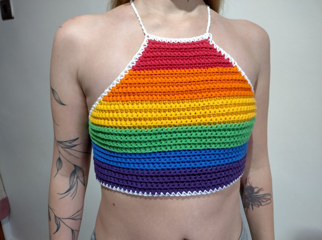 Customizable Crochet Halter Top PRIDE COLLECTION (all Sizes) - Summer Top, Crop Top, Lesbian ...