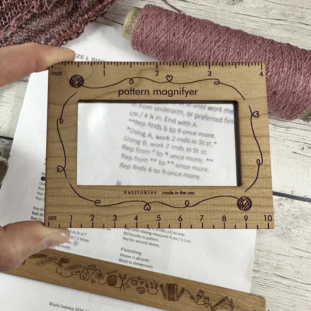 Katrinkles Pattern Magnifier: Cherry Wood Knitting Tool & Ruler - Etsy