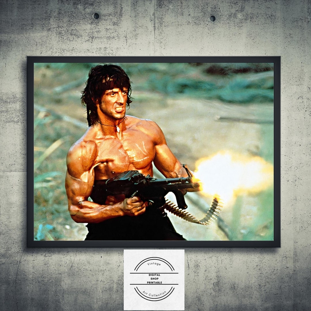 John Rambo Firing Machine Gun Digital Download Sylvester - Etsy
