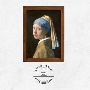 Girl With a Pearl Earring Johannes Vermeer Printable Vintage European ...