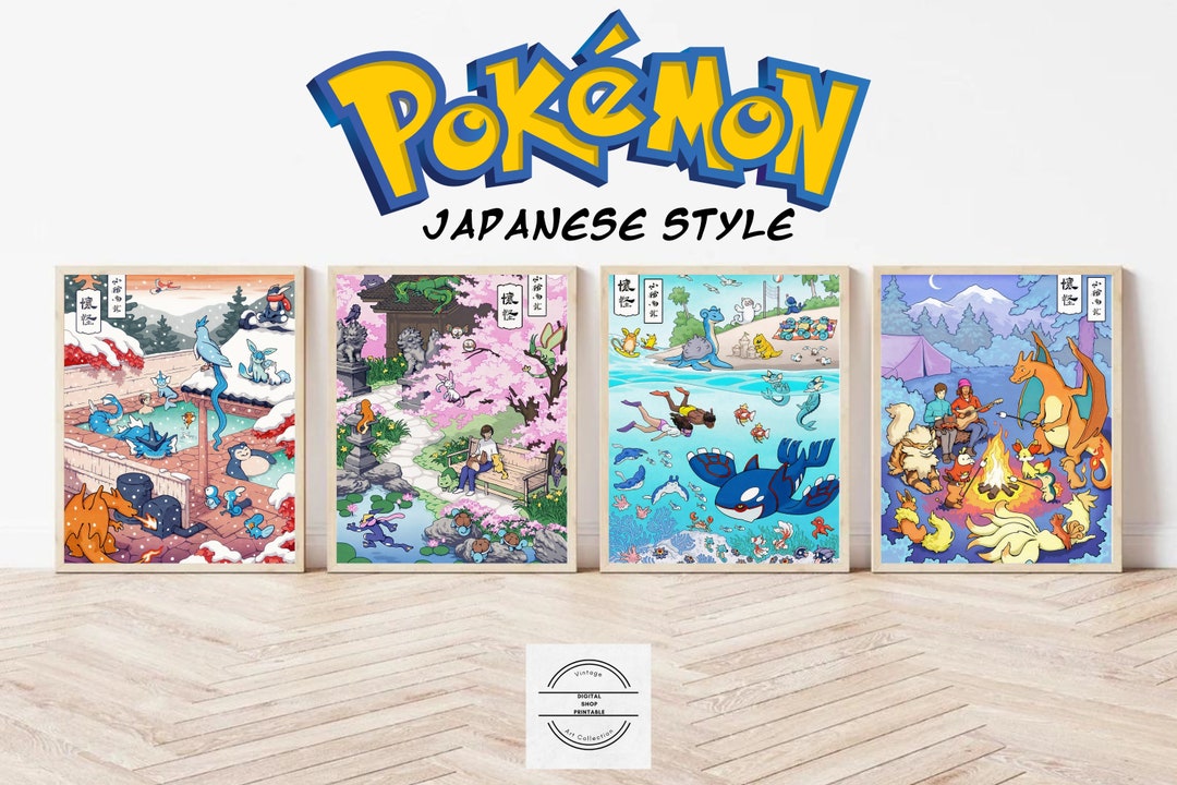Pokemon Japanese Print Design Digital Download Printable Wall Art ...