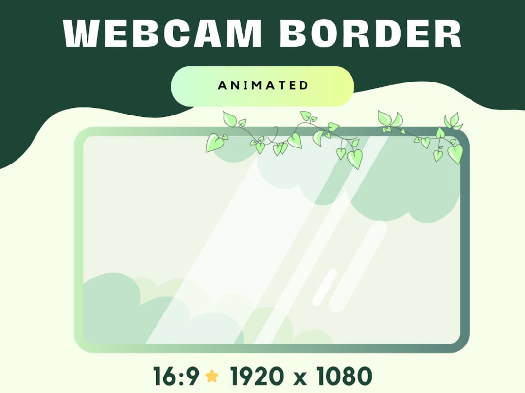 Aesthetic Green Vine Leaf Webcam Border With Gradient Effect for Twitch ...