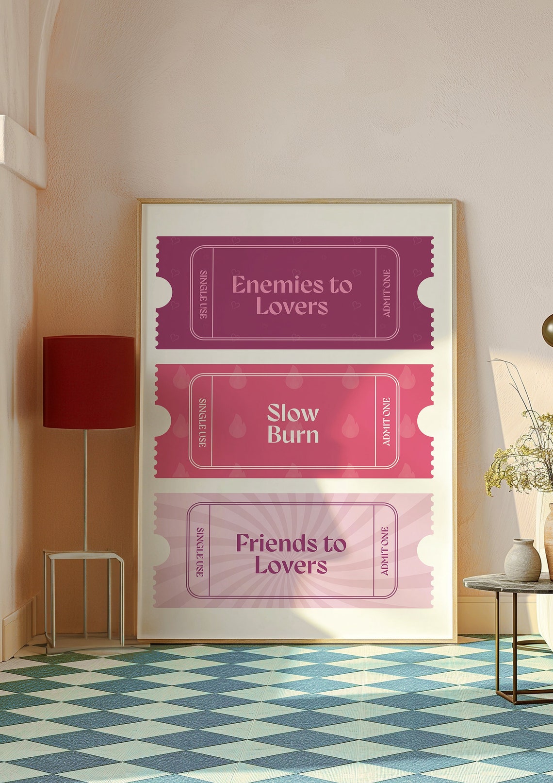 Bookish Wall Art, Retro Ticket Print, Enemies to Lovers, Slow Burn ...